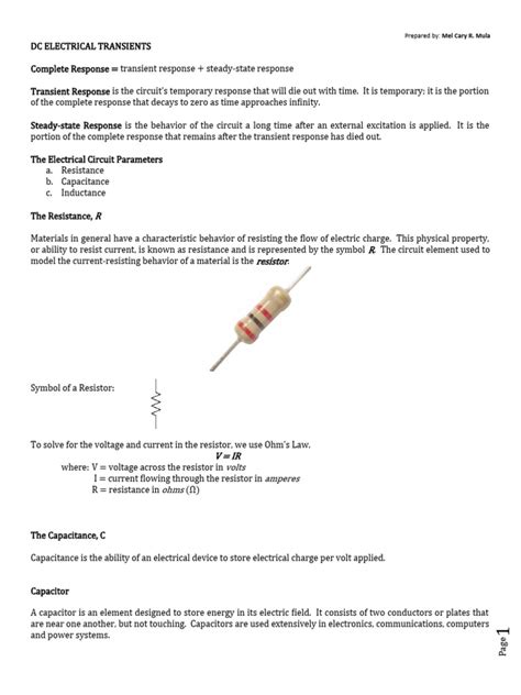 Dc Electrical Transients Pdf Capacitor Electrical Network