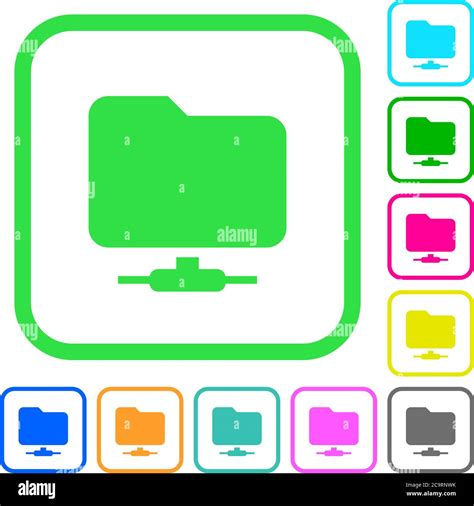 Network Folder Vivid Colored Flat Icons In Curved Borders On White Background Stock Vector Image