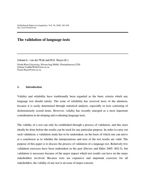 validation of language tests pdf validity statistics factor