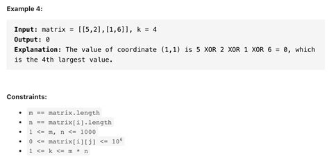 Find Kth Largest XOR Coordinate Value Kickstart Coding