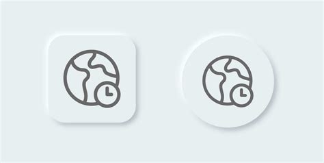 World Time Line Icon In Neomorphic Design Style Clock Signs Vector