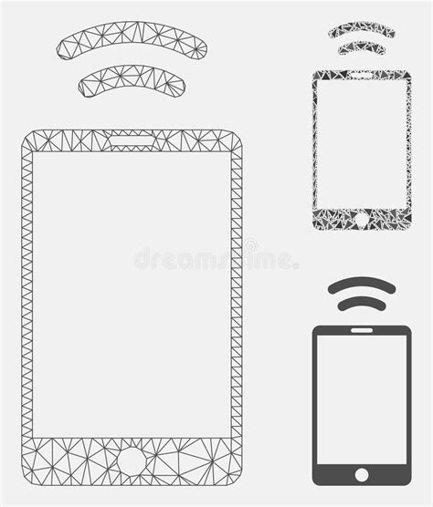 Mobile Irda Signal Vector Mesh Carcass Model And Triangle Mosaic Icon