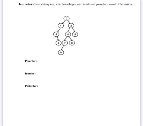 Solved Instruction Given A Binary Tree Write Down The
