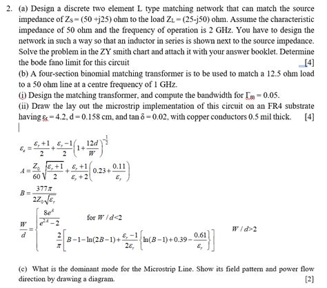 Solved 2 A Design A Discrete Two Element L Type Matching