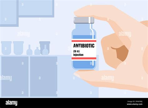 Antibiotic Bottle Hand Holding Antibiotic Drug Medicine Vial