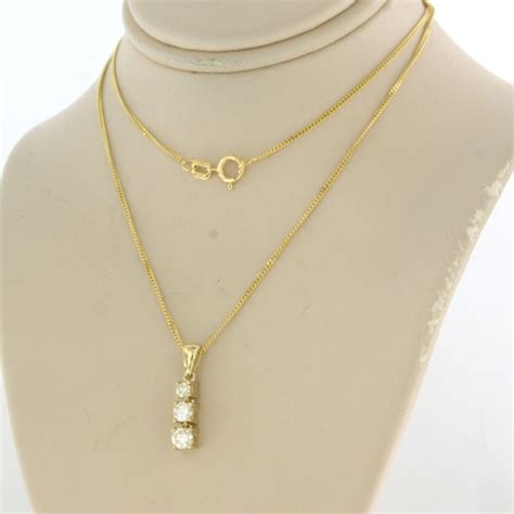 Necklace With Pendant Set With Diamonds 14k Yellow Gold For Sale At 1stdibs