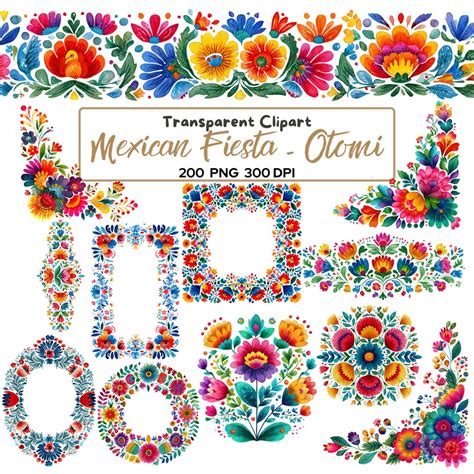 200 Png Mexican Fiesta Flowers Clipart Otomi Floral Talavera