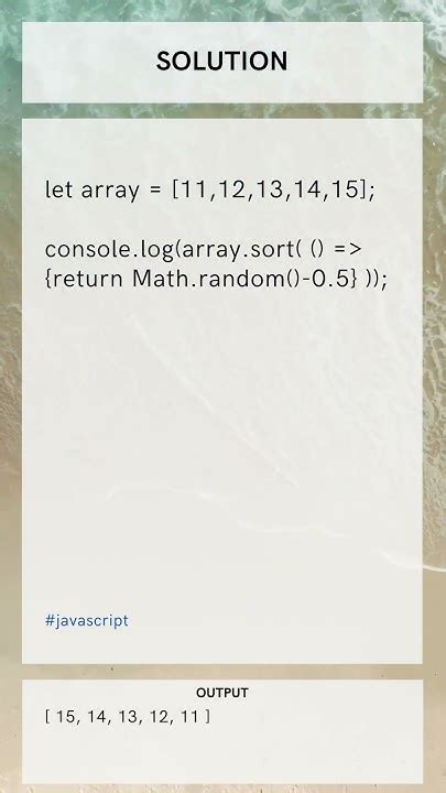 How To Shuffle Array Elements In A Very Simple Way Javascript Shorts