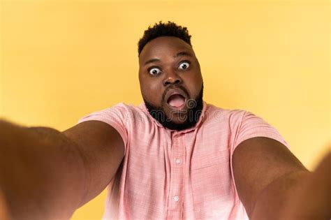 Man Making Point Of View Photo Having Surprised Expression Pov Looking At Camera With Open