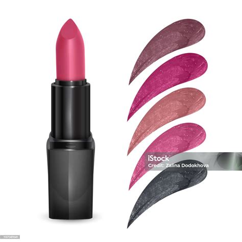 립스틱의 획의 컬렉션 현실적인 립스틱 빛 배경 프리미엄 화장품에 고립 된 다양 한 색상 0명에 대한 스톡 벡터 아트 및 기타 이미지 0명 3차원 형태 검은색 Istock