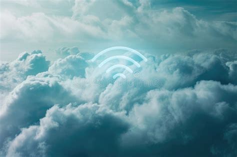 A Captivating Visual Metaphor For Cloud Computing Featuring A Luminous Wi Fi Icon Soaring Above