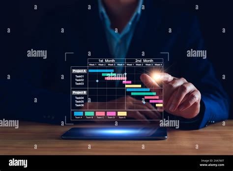 Project Manager Working On Tablet And Updating Tasks And Milestones