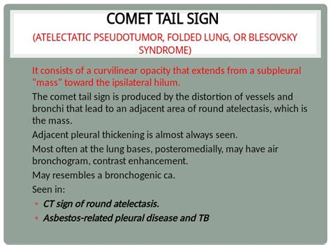 Chest Medicine Made Easy Dr Deepu Comet Tail Sign