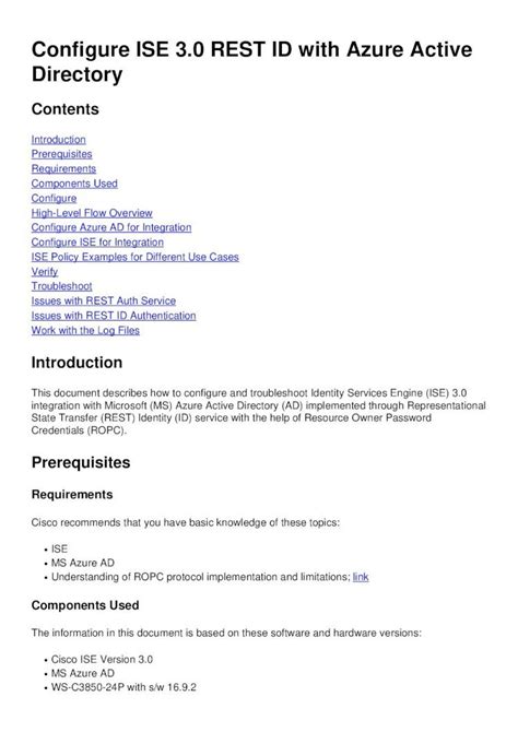 Pdf Configure Ise 30 Rest Id With Azure Active Directory · Configure