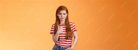 Free Photo Upset Uneasy Cute Ginger Gitl Long Natural Red Hair