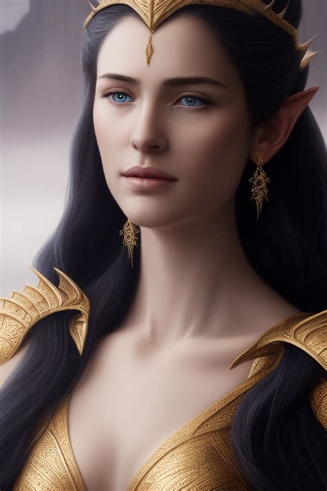 Ultra Realistic Art Print Female Elf Fantasy Female Warrior Yellow