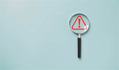 Premium Photo Magnifier Glass With Red Triangle Caution Warning Sign For Notification Error