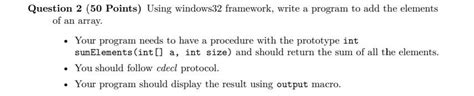 Solved Question 2 50 Points Using Windows32 Framework