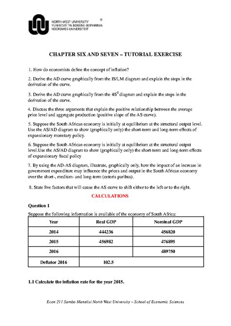 Ch 6 Tutorial Exercise Chapter Six And Seven Tutorial Exercise How