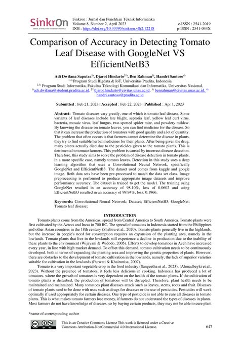 pdf comparison of accuracy in detecting tomato leaf disease with