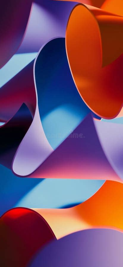 Intertwined Shapes In Vibrant Hues Of Orange Purple And Blue Create A Dynamic Composition