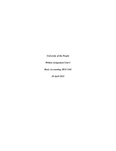 written assignment 4 university of the people written assignment unit