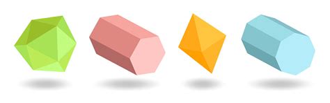 흰색 배경에 색이 있는 모양의 집합입니다 육각형 프리즘 크리스탈 및 그림자가있는 다른 모양 기하 도형에 대한 스톡 벡터 아트 및 기타 이미지 Istock