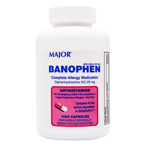 Major Banophen 25 Mg 1000 Capsules Generic Benadryl®