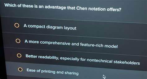 Which Of These Is An Advantage That Chen Notation Offers A Compact Diagram Layout A More