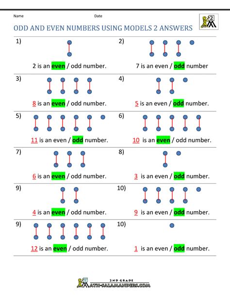 odd numbers and even numbers worksheet