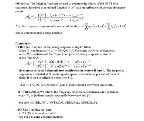 Solved Objective The Function Freqz Can Be Used To Compute