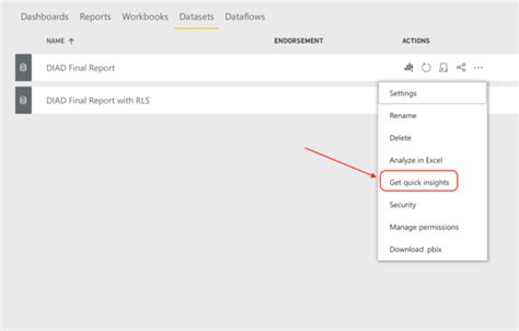 how to use power bi data set quick insights and data subset quick