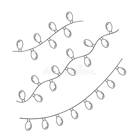 Christmas Lamp Lights Curly String Garland Simple Doodle Hand Drawn