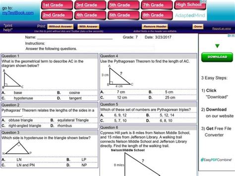 The Pythagorean Theorem Interactive For 10th Grade Lesson Planet