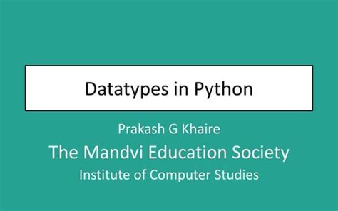 Data Types In Python Ppt