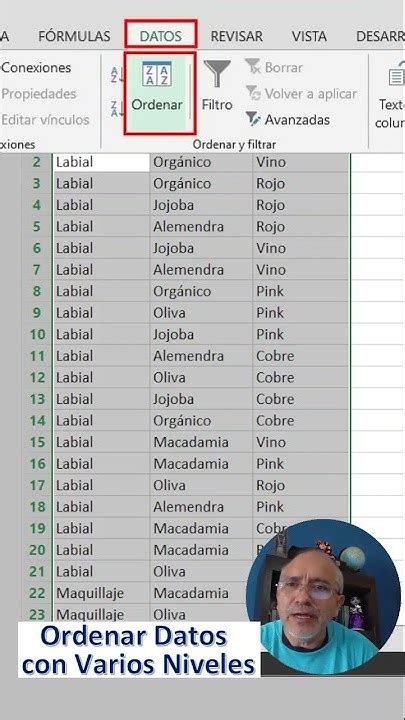 ordenar datos en excel - YouTube