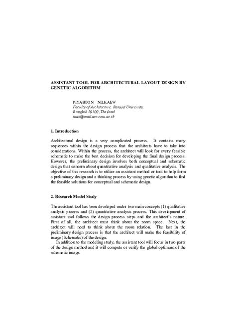 Pdf Assistant Tool For Architectural Layout Design By Genetic Algorithm