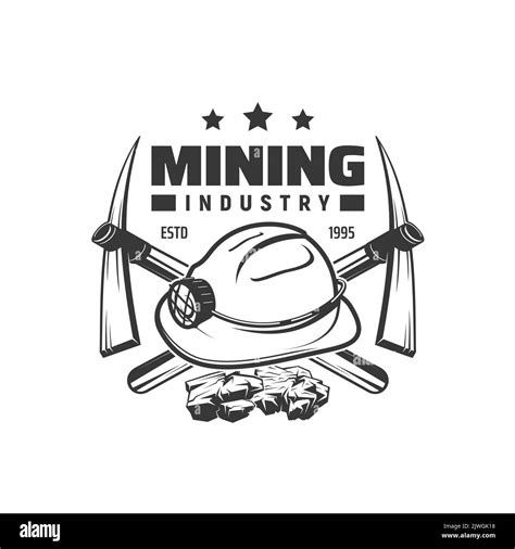 Coal Mining Industry Icon Fossil Fuel Mining Vector Vintage Sign Or Coal Industrial Production