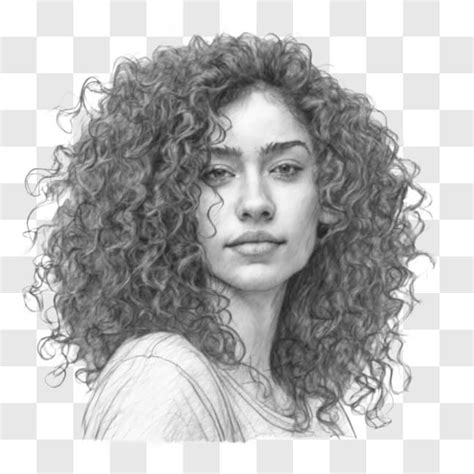 Download Black And White Drawing Of A Curly Haired Woman With Blond