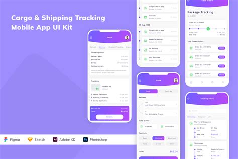 Cargo And Shipping Tracking Mobile App Ui Graphic By Betush · Creative Fabrica