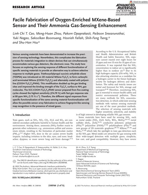 Pdf Facile Fabrication Of Oxygen‐enriched Mxene‐based Sensor And