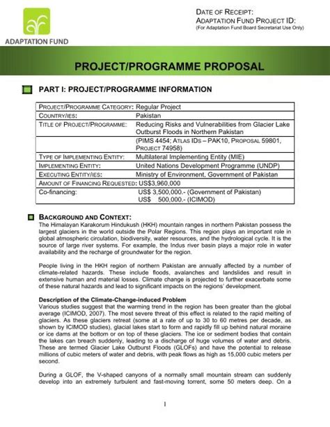 Project Programme Proposal Adaptation Fund