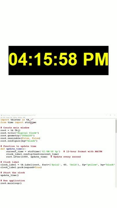 Digital Clock Using Python Tkinter Coding Education Python Project