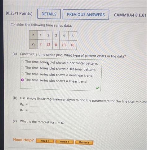 Solved Consider The Following Time Series Data A Chegg