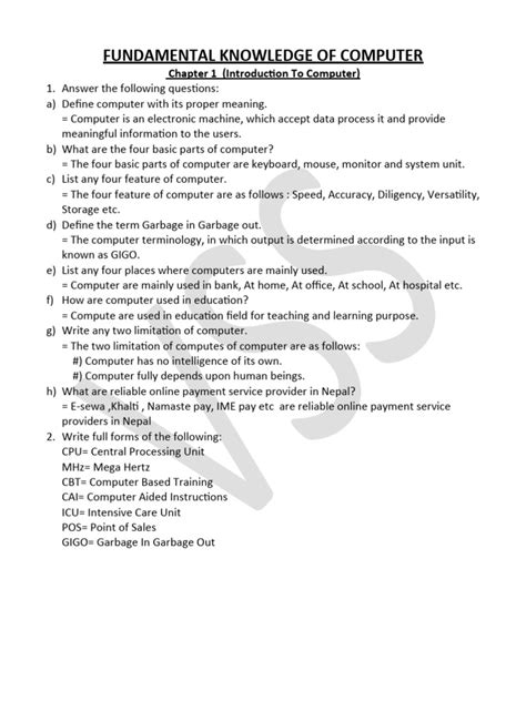 Introduction To Computer Chapter 1 Pdf