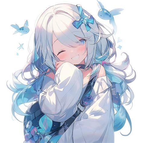 Anime Girl With Light Blue Hair And Blue Eyes