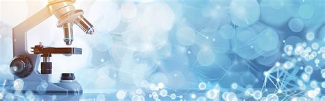 A Blue Background With An Microscope Made Of Metal And Plastic Composed