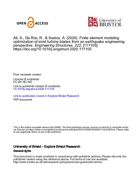 Pdf Finite Element Modeling Optimization Of Wind Turbine Blades From An Earthquake Engineering