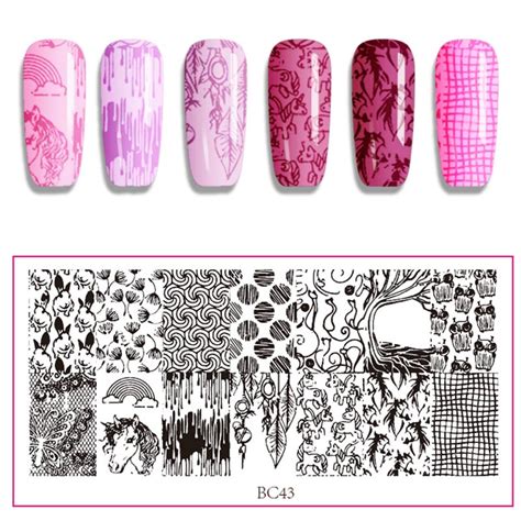 Badu Bg Плочи за щамповане на нокти Цветя Геометрични линии Изрязани животни Шаблони за