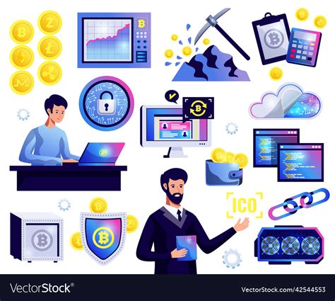 Cryptocurrency Blockchain Set Royalty Free Vector Image